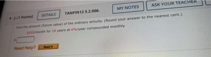 Solved ASK YOUR TEACHER MY NOTES DETAILS TANFIN 12 5.2.006. | Chegg.com Solved ASK YOUR TEACHER MY NOTES DETAILS TANFIN 12 5.2.006. | Chegg.com