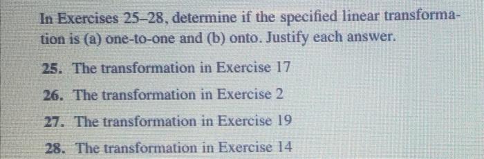 Solved In Exercises 25–28, determine if the specified linear | Chegg.com