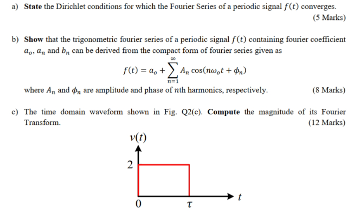 Solved a) State the Dirichlet conditions for which the | Chegg.com