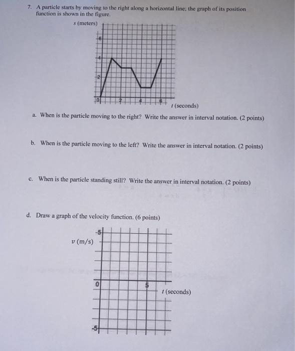 Solved 7. A particle starts by moving to the right along a | Chegg.com