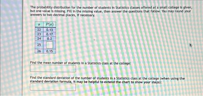 Solved The probability distribution for the number of | Chegg.com
