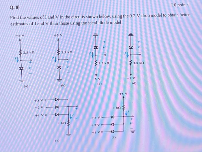 Solved Find the values of I and V in the circuits shown | Chegg.com