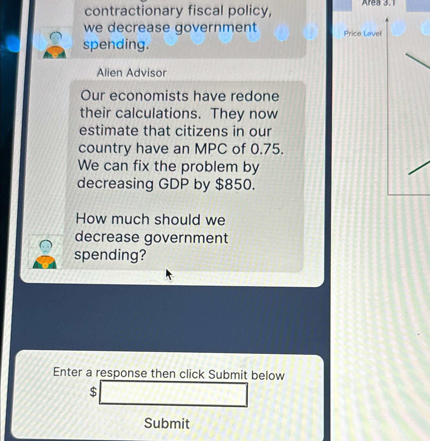 Solved contractionary fiscal policy, we decrease government | Chegg.com