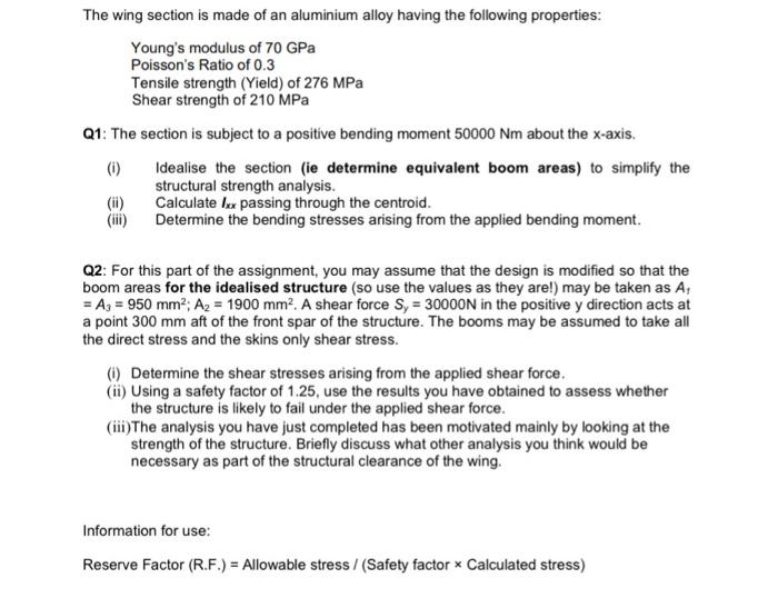 Solved A wing section structure is in the form of a two-cell | Chegg.com