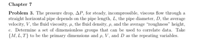 Solved Chapter 7 Problem 3. The pressure drop, AP, for | Chegg.com