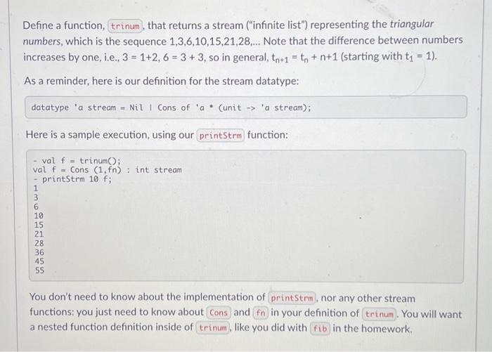 Solved Define a function, that returns a stream ("infinite | Chegg.com