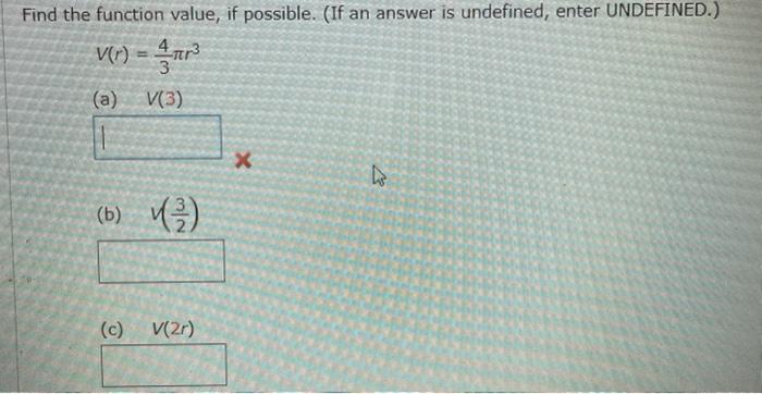 Solved Find the function value, if possible. (If an answer | Chegg.com