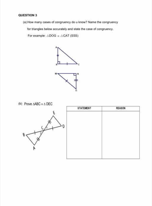 Solved QUESTION 3 (a) How many cases of congruency do u | Chegg.com
