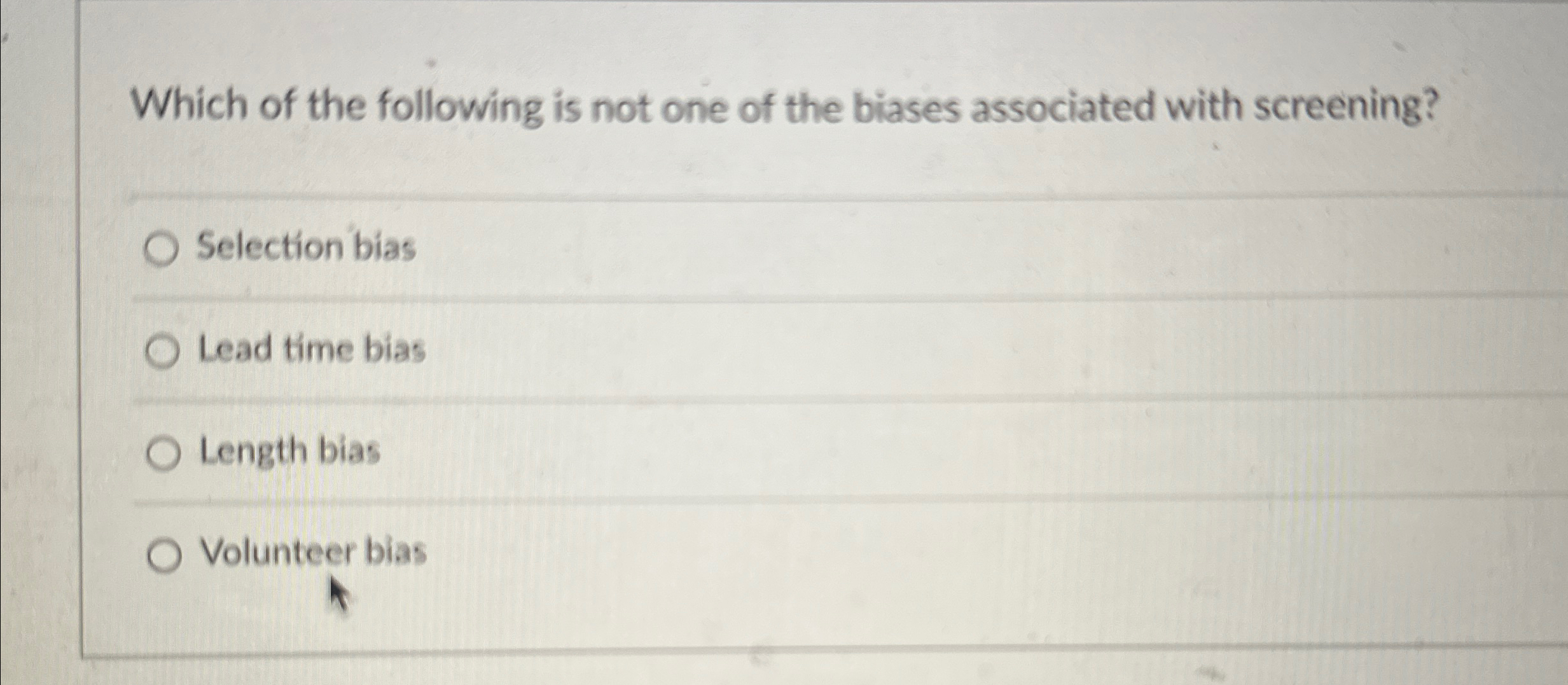 Solved Which of the following is not one of the biases | Chegg.com