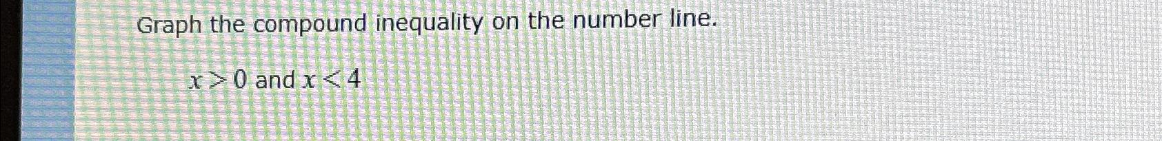 Solved Graph the compound inequality on the number line.x>0 | Chegg.com