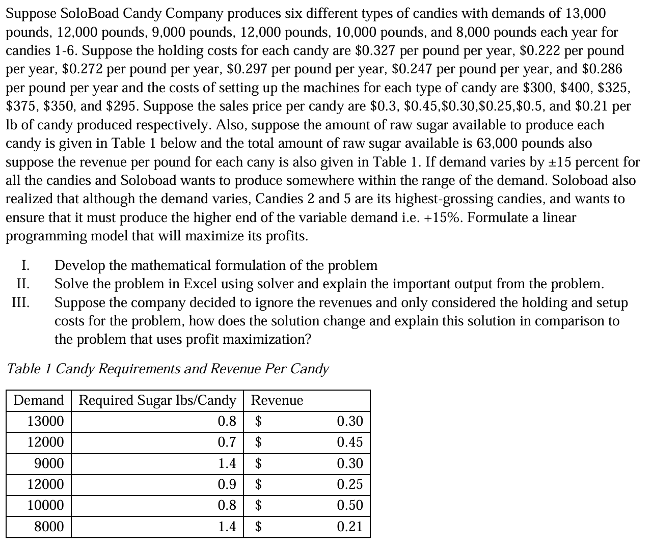 Solved Suppose SoloBoad Candy Company produces six different | Chegg.com