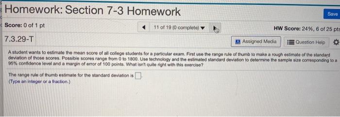 Solved ms Homework: Section 7-3 Homework Save Score: 0 of 1 | Chegg.com Solved ms Homework: Section 7-3 Homework Save Score: 0 of 1 | Chegg.com