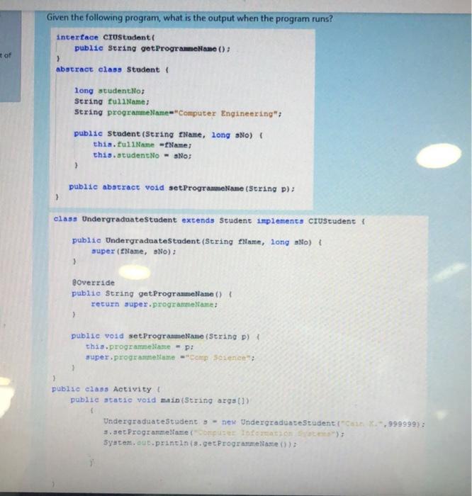 Solved Given the following UML Class diagram, which one of | Chegg.com