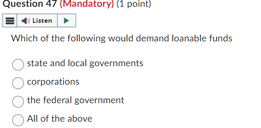 Solved Question 47 (Mandatory) (1 ﻿point)Which of the | Chegg.com