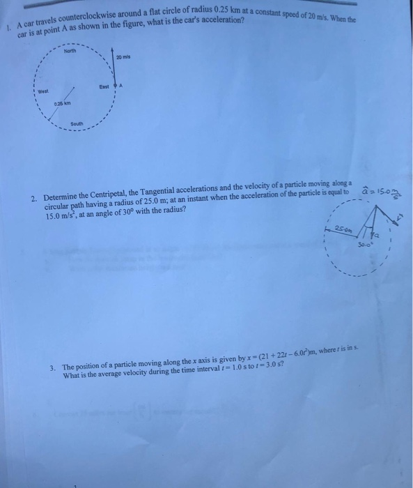Solved 1. A car travels counterclockwise around a flat | Chegg.com