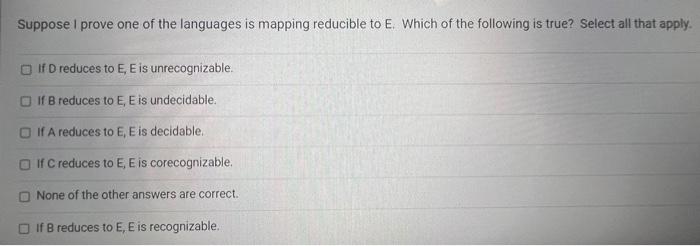 Solved The language A is decidable. The language B is | Chegg.com