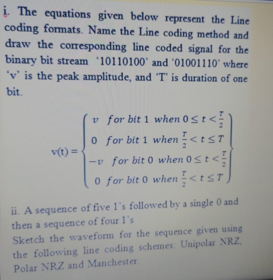 Solved i. The equations given below represent the Line | Chegg.com