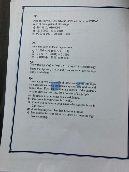 Solved Q1. How many rows appear in a truth table for each of | Chegg.com