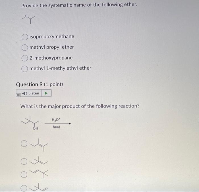 Provide the systematic name of the following ether. | Chegg.com