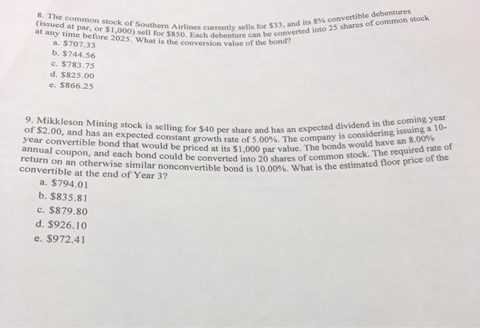 Solved urrently sells for $33. and its 8% convertible | Chegg.com
