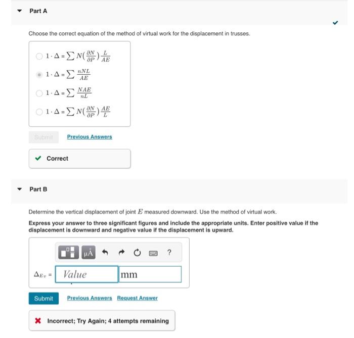 Solved Consider the truss shown in For each member A=360 | Chegg.com