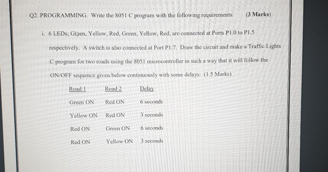 Solved Q2. PROGRAMMING. Write the 8051 C program with the | Chegg.com