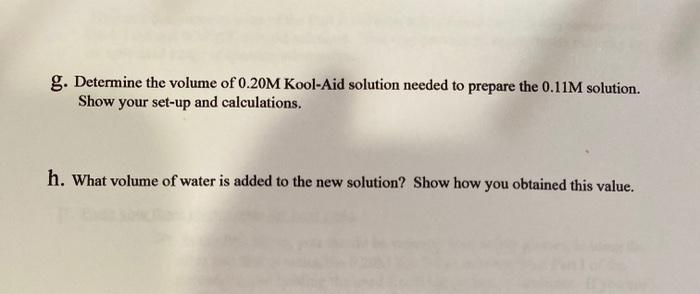 Solved Part II: Diluting the Kool-Aid Use the formula: To | Chegg.com