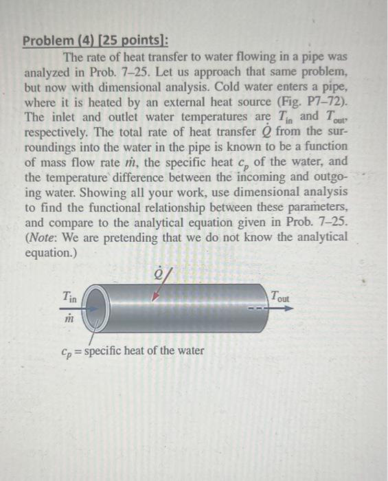 Solved Problem (4) [ 25 points]: The rate of heat transfer | Chegg.com