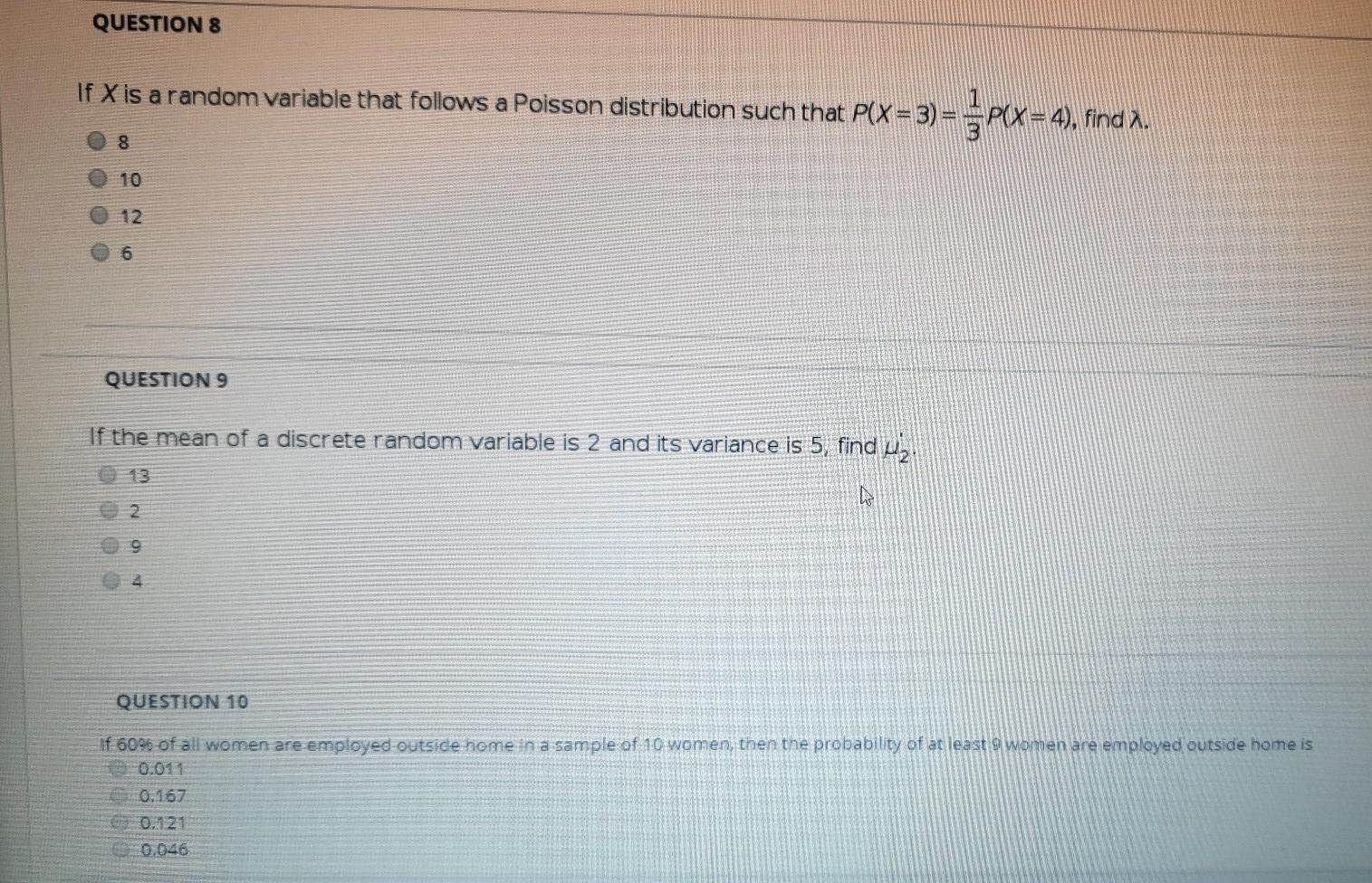 Solved Question 8 If Xis A Random Variable That Follows A 
