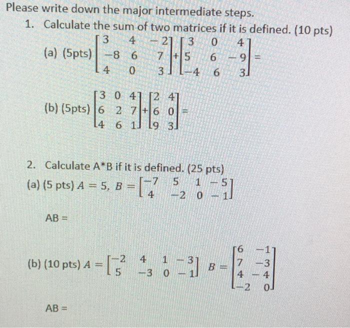 Solved Please write down the major intermediate steps. 1. | Chegg.com
