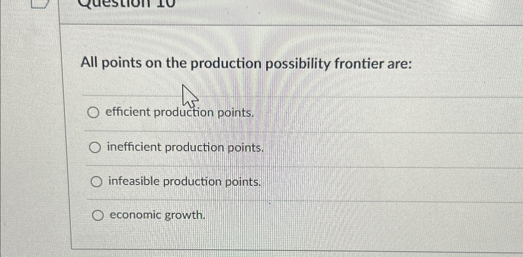 Solved All points on the production possibility frontier | Chegg.com