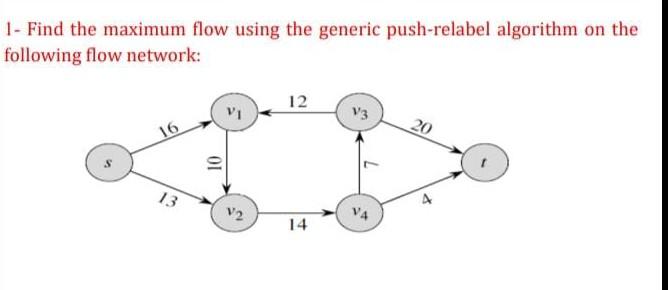Solved 1 - Find the maximum flow using the generic | Chegg.com
