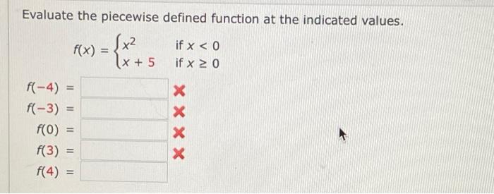 Solved Evaluate the piecewise defined function at the | Chegg.com