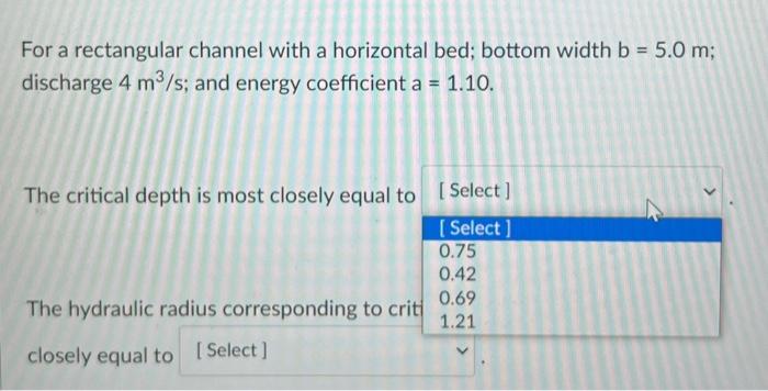 Solved For a rectangular channel with a horizontal bed; | Chegg.com