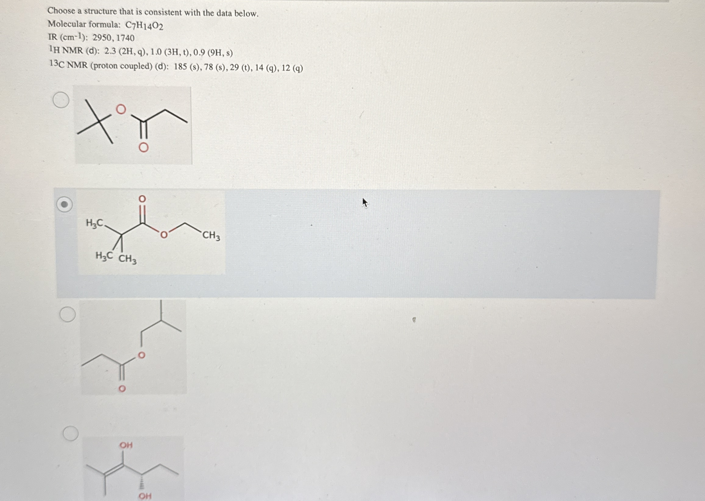Choose a structure that is consistent with the data | Chegg.com