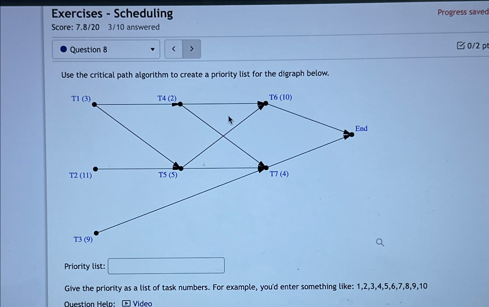 Solved Exercises - ﻿SchedulingProgress savedScore: | Chegg.com