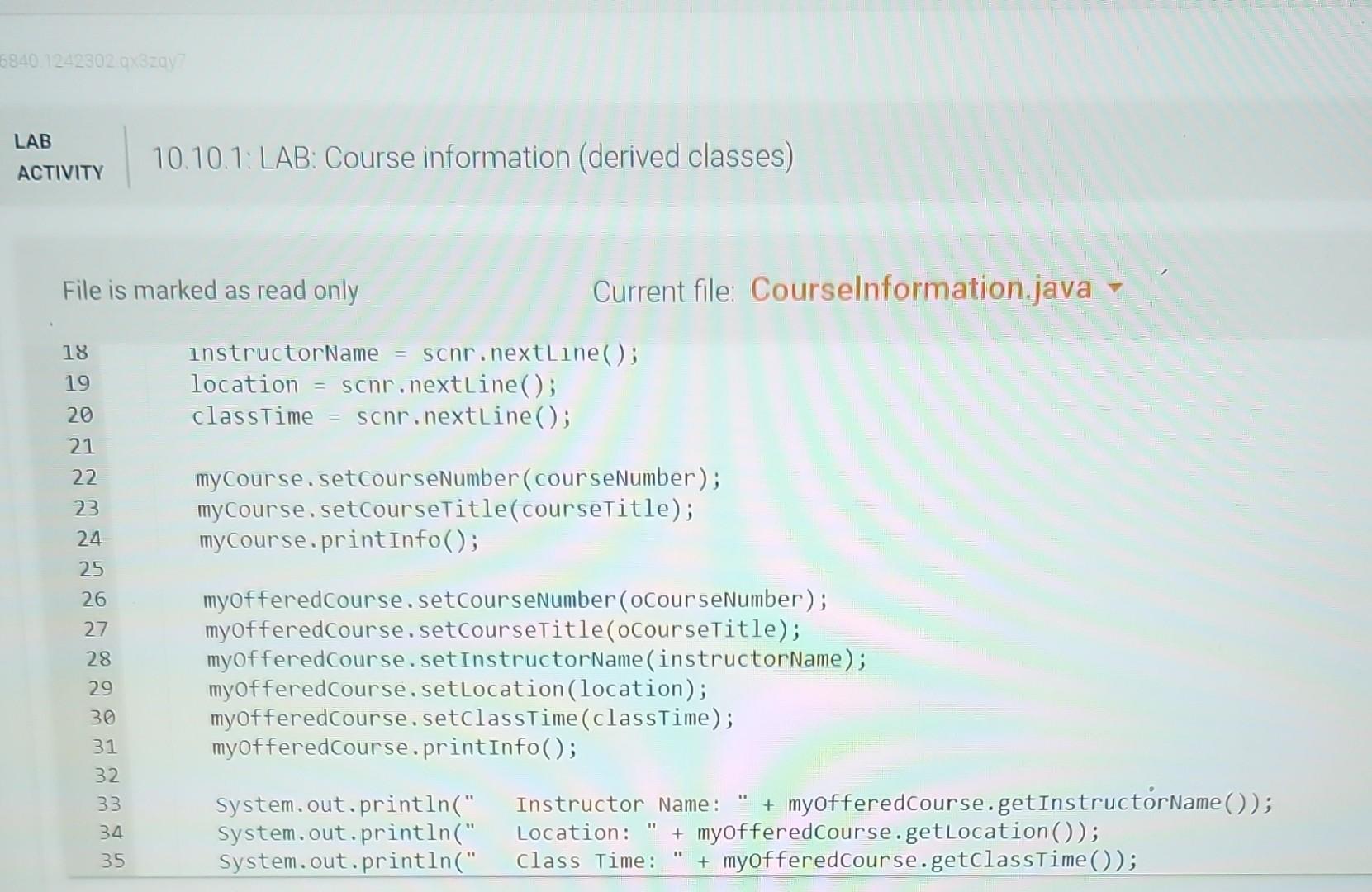 Given main(), define a Course base class with methods | Chegg.com