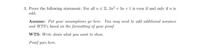 Solved 3. Prove the following statement: For all | Chegg.com Solved 3. Prove the following statement: For all | Chegg.com