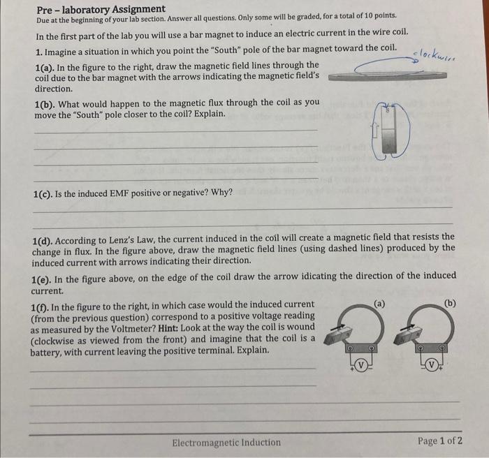 Solved Pre-laboratory Assignment Due at the beginning of | Chegg.com