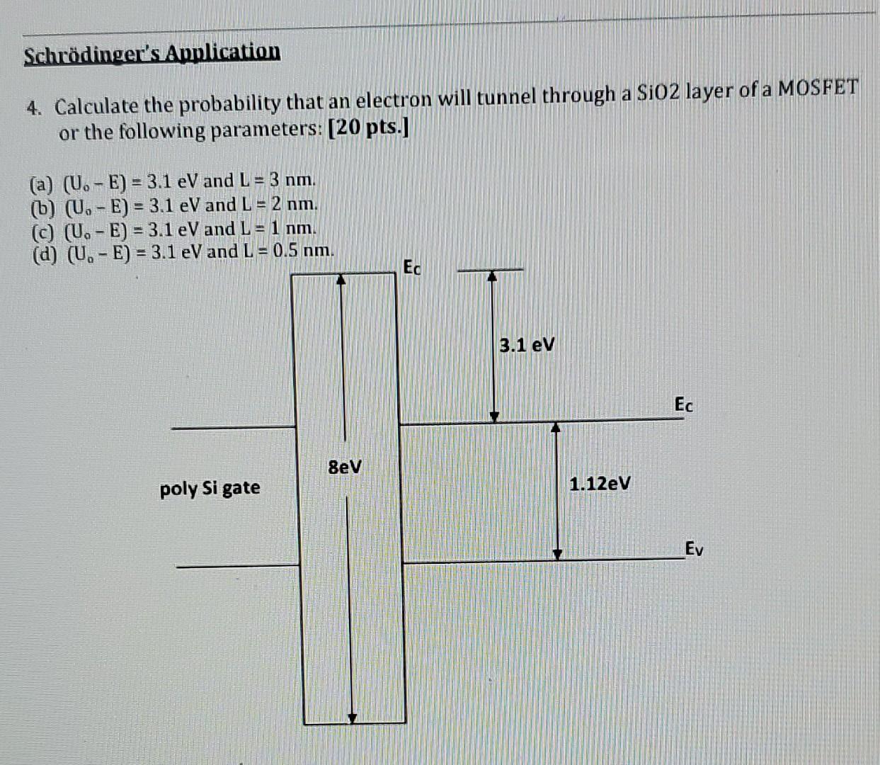 Solved 4. Calculate the probability that an electron will | Chegg.com