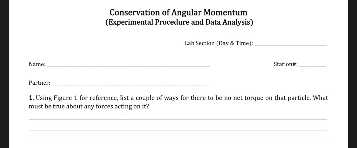 Solved Conservation of Angular Momentum(Experimental | Chegg.com