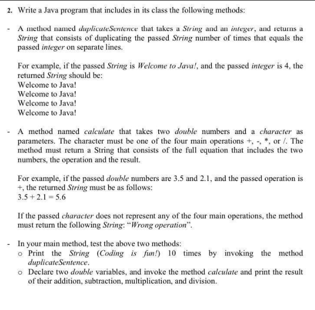 Solved 2 Write A Java Program That Includes In Its Class 0353