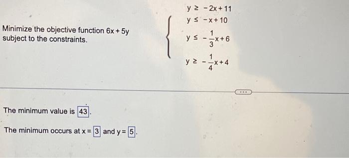 Solved Minimize The Objective Function 6x 5y Subject To The