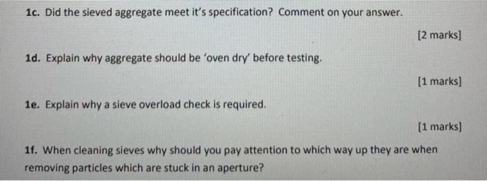 Solved 1 Aggregate (sieving) information Sieving of | Chegg.com
