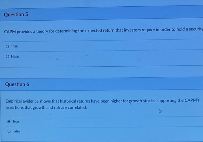 Solved CAPM provides a theory for determining the expected | Chegg.com