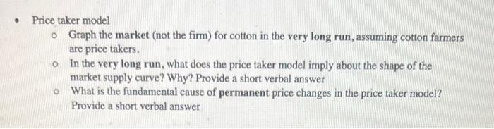 Solved Price taker model Graph the market (not the firm) for | Chegg.com
