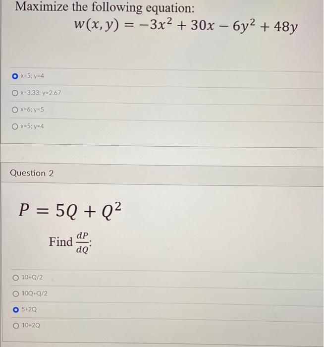 Solved Maximize the following equation: | Chegg.com