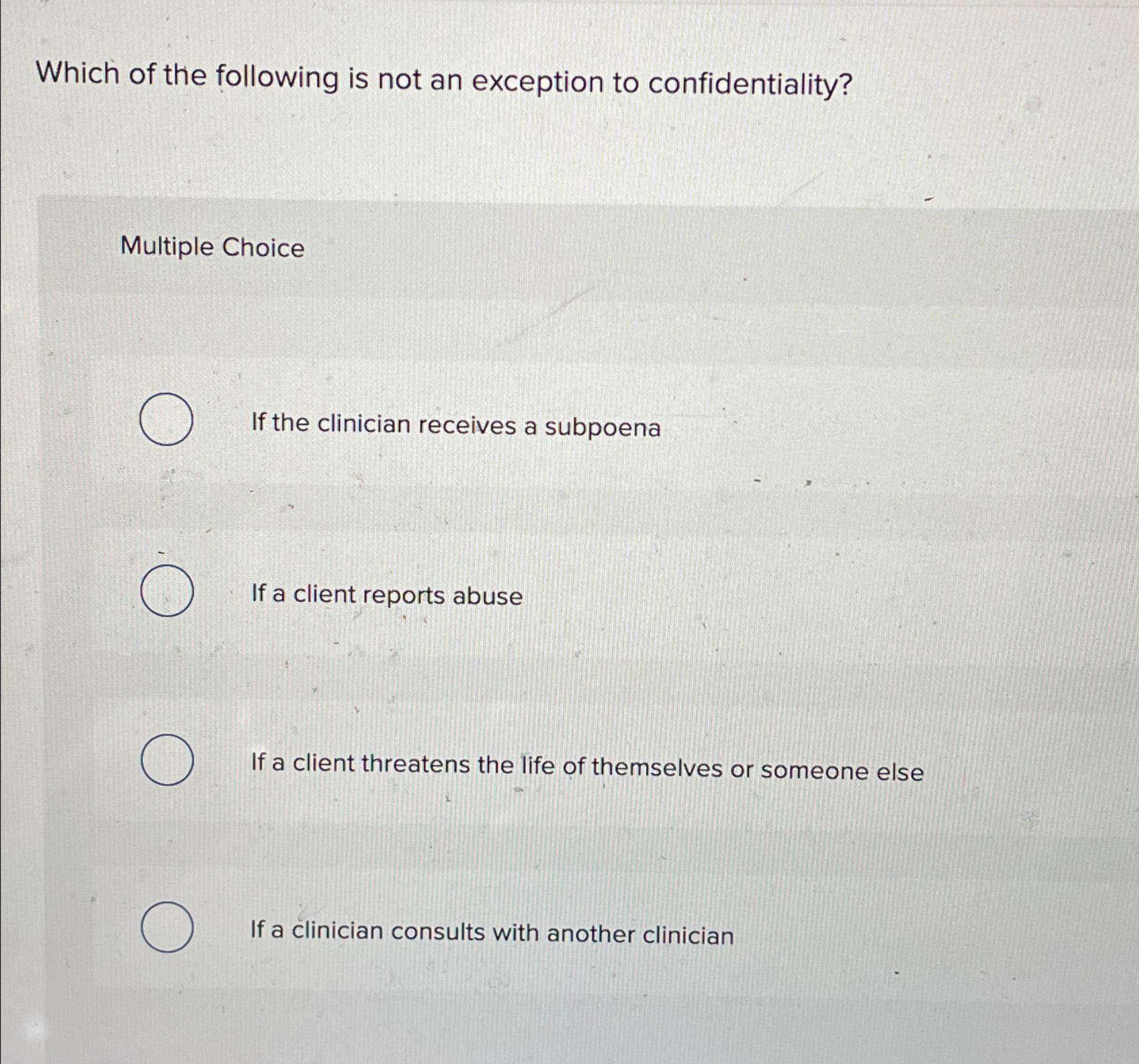 Solved Which of the following is not an exception to | Chegg.com