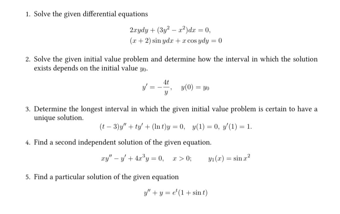 Solved Solve the given differential | Chegg.com
