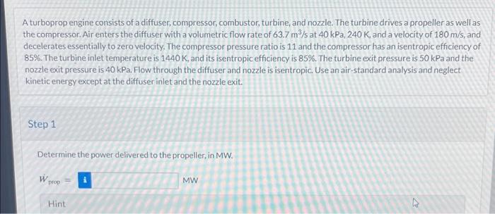 Solved A turboprop engine consists of a diffuser, | Chegg.com